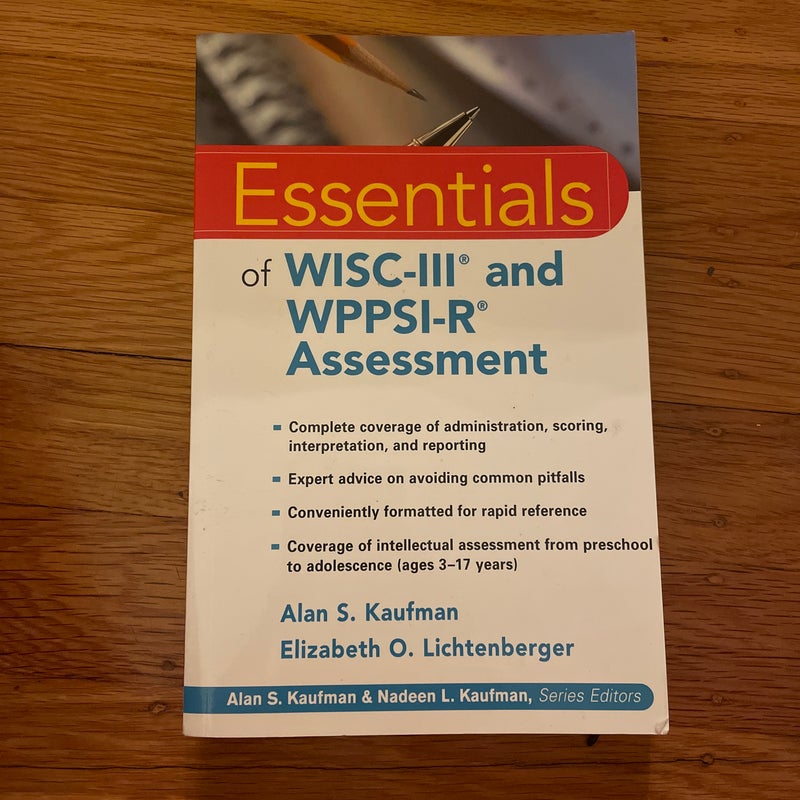 Essentials of WISC-III and WPPSI-R Essentials by Alan S. Kaufman ...
