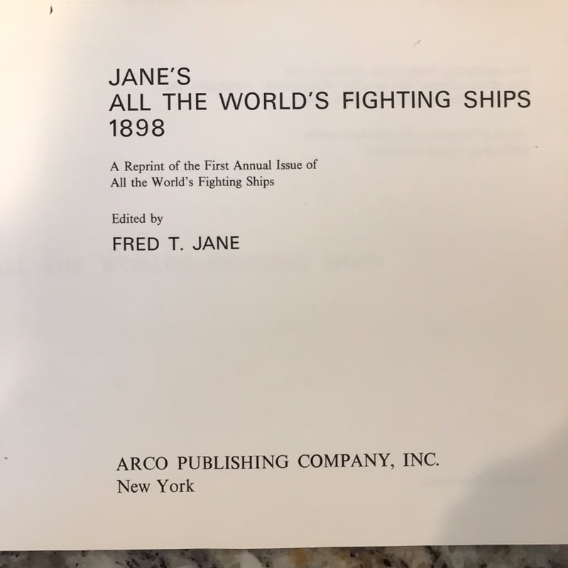1898 Jane’s All The World’s Fighting Ships by Fred T. Jane, Hardcover ...