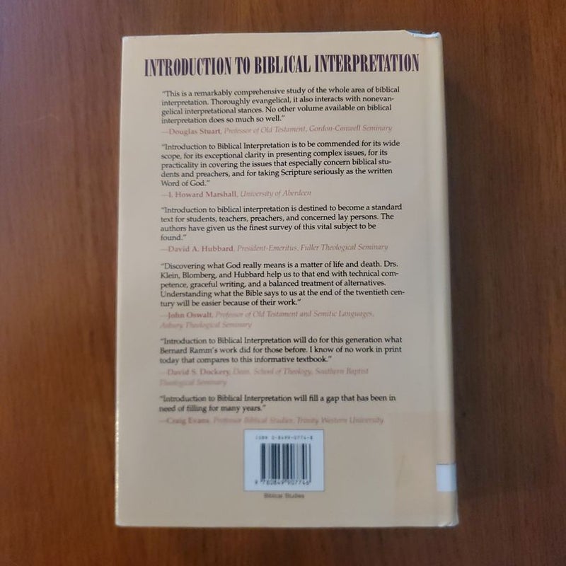 Introduction To Biblical Interpretation By Robert L Hubbard Craig L