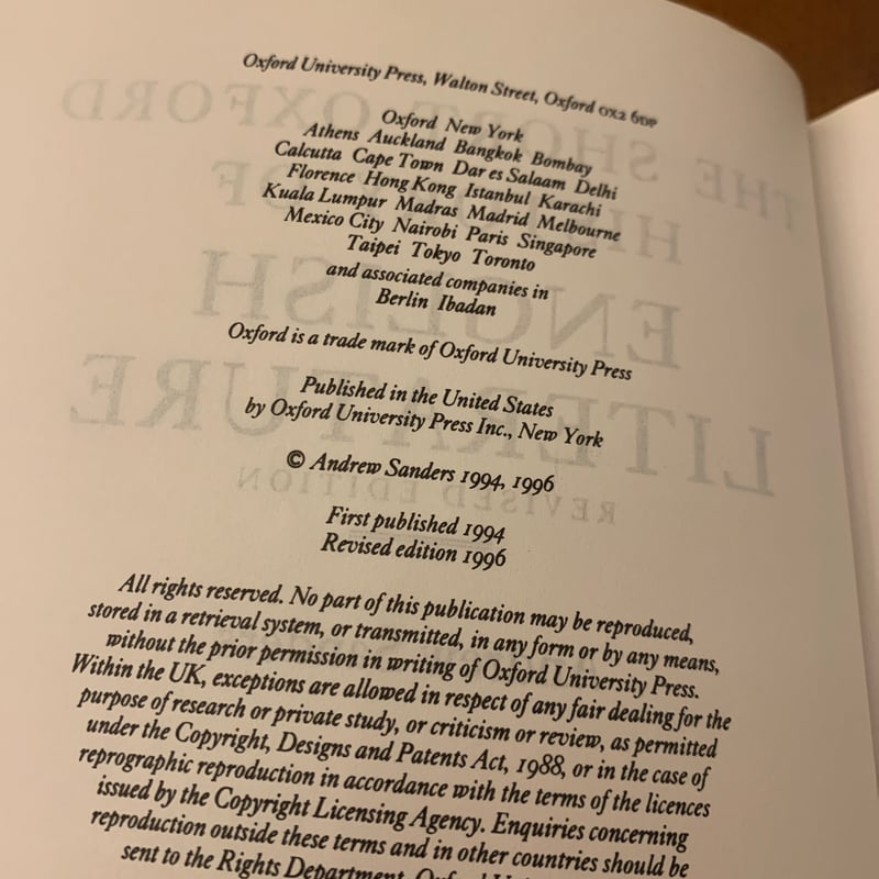The Short Oxford History of English Literature by Andrew Sanders ...