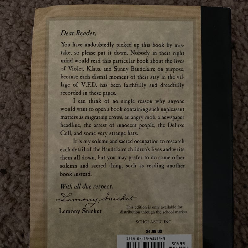 A Series of Unfortunate Events #7: the Vile Village by Lemony Snicket ...