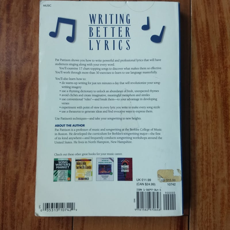 Writing Better Lyrics by Pat Pattison | Pango Books