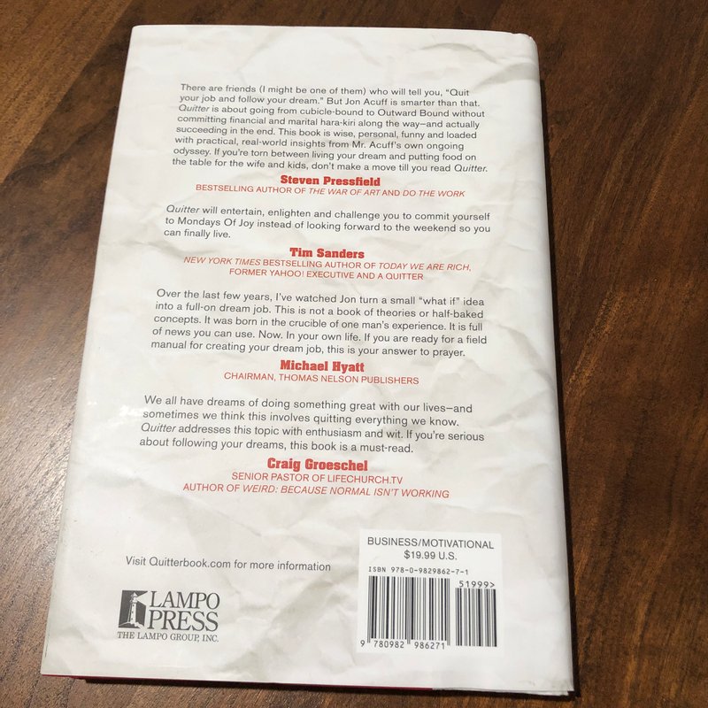 Quitter by Jon Acuff, Hardcover | Pangobooks