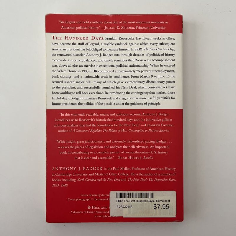FDR: The First Hundred Days by Anthony J. Badger, Paperback | Pangobooks