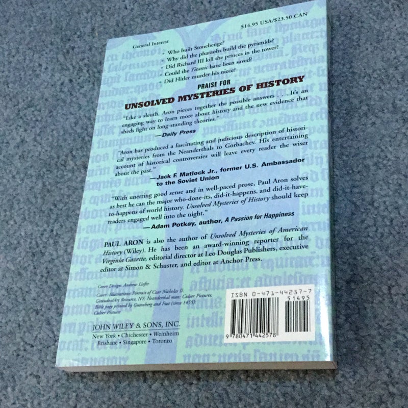 Unsolved Mysteries of History by Paul Aron
