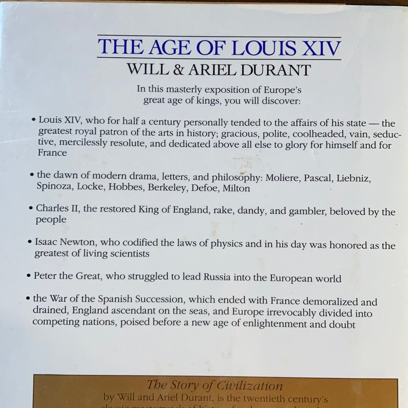 Story of Civilization, Vol VIII: Age of Louis XIV by Will Durant, Ariel ...