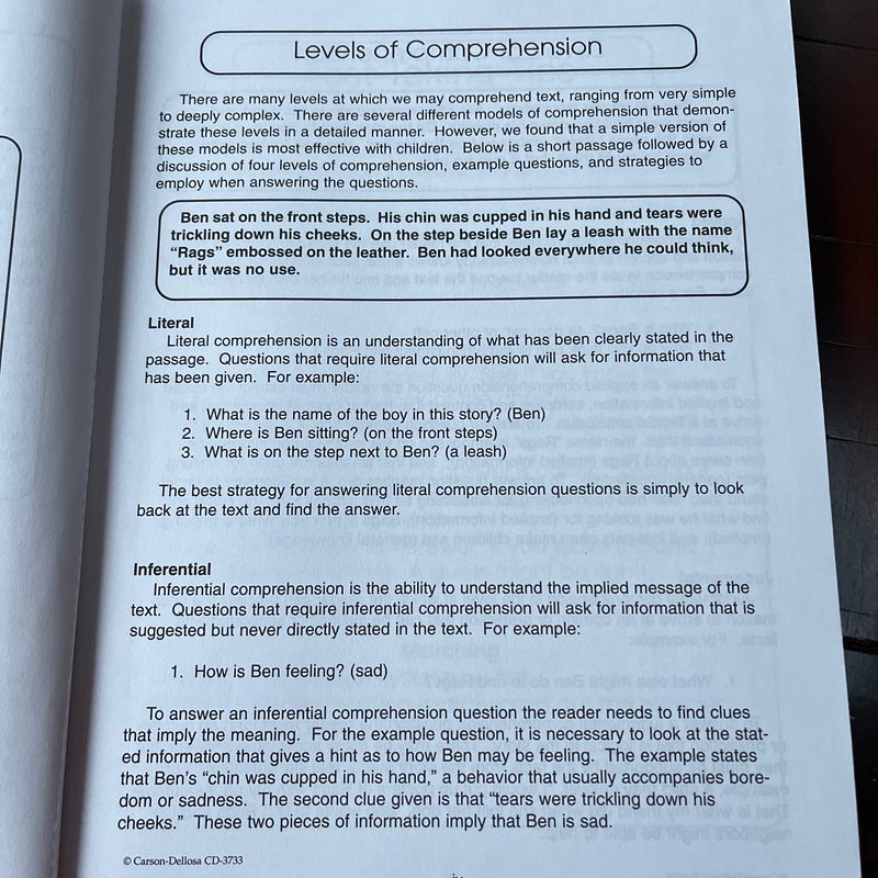 Reading Comprehension Test Taking Skills Grade 1 by Patricia Pedigo ...
