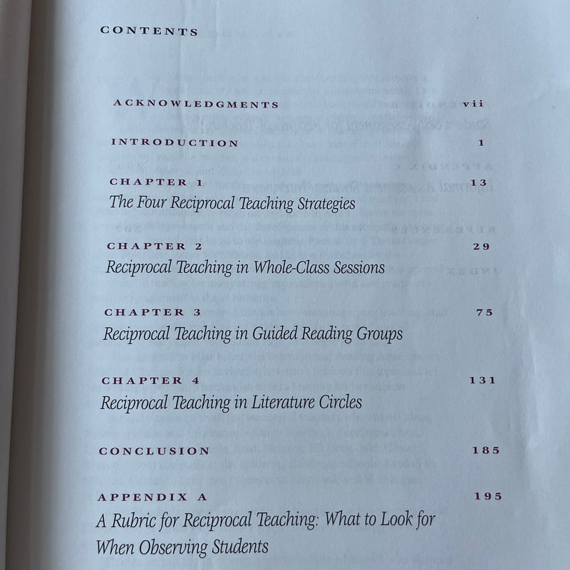 Reciprocal Teaching at Work by Lori Oczkus