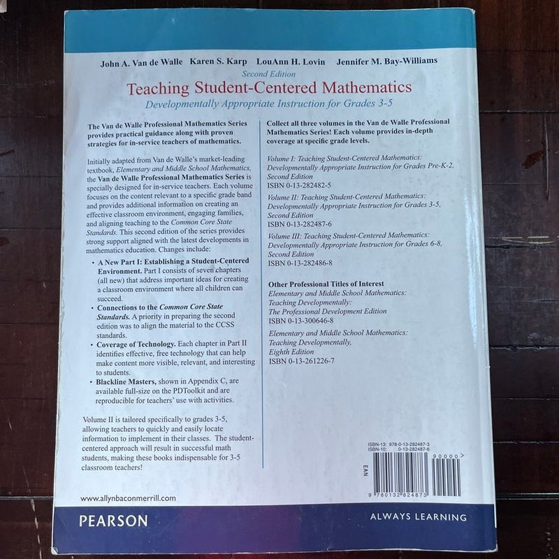 Teaching Student-Centered Mathematics by John A. Van de Walle ...