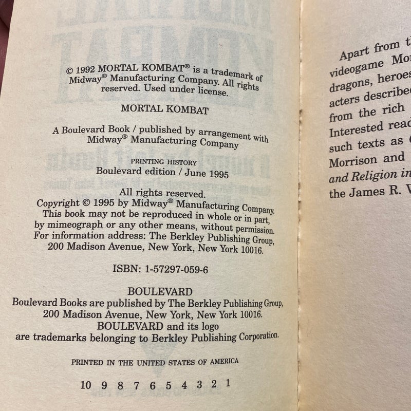 Mortal Kombat by Jeff Rovin