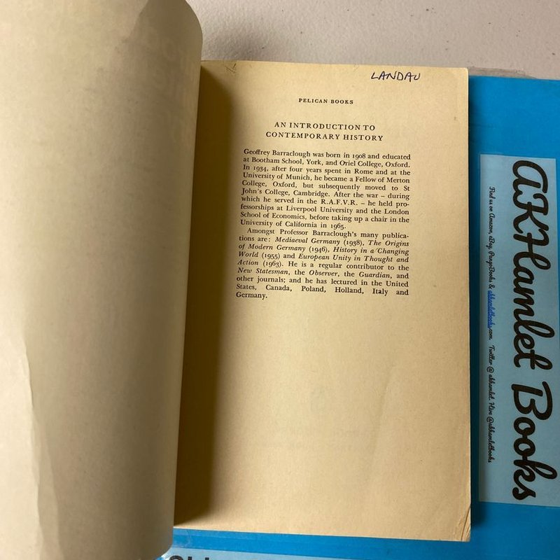 Introduction to Contemporary History by Geoffrey Barraclough, Paperback ...