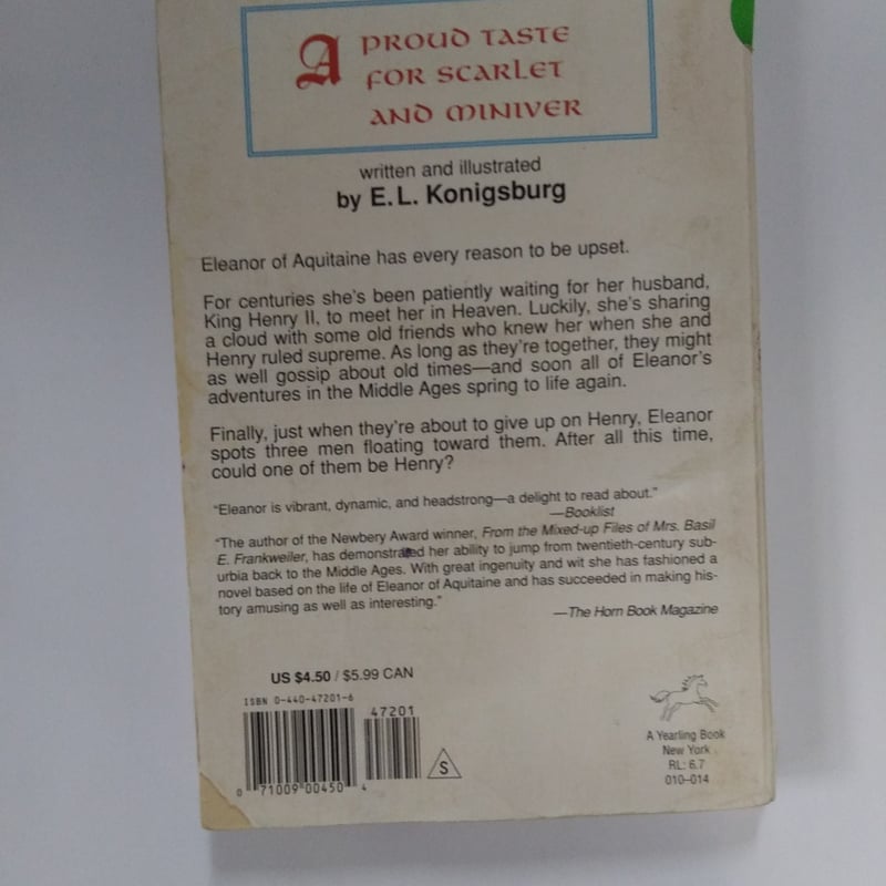 Proud Taste For Scarlet and Miniver by E.L. Konigsburg, Paperback ...
