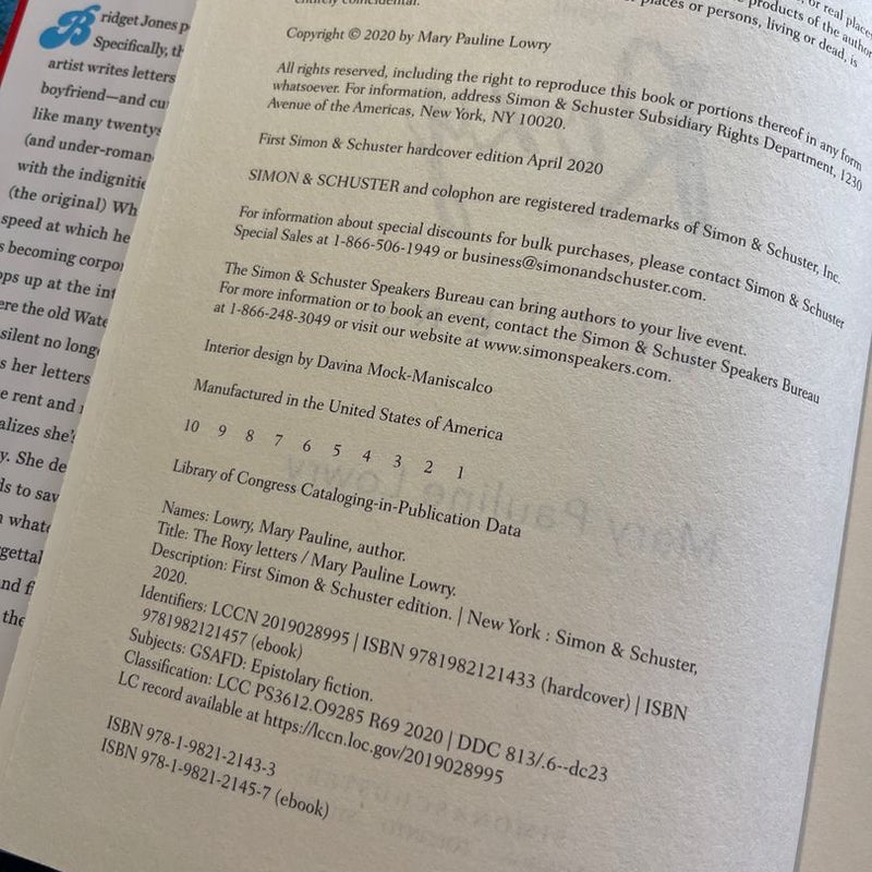 The Roxy Letters by Mary Pauline Lowry