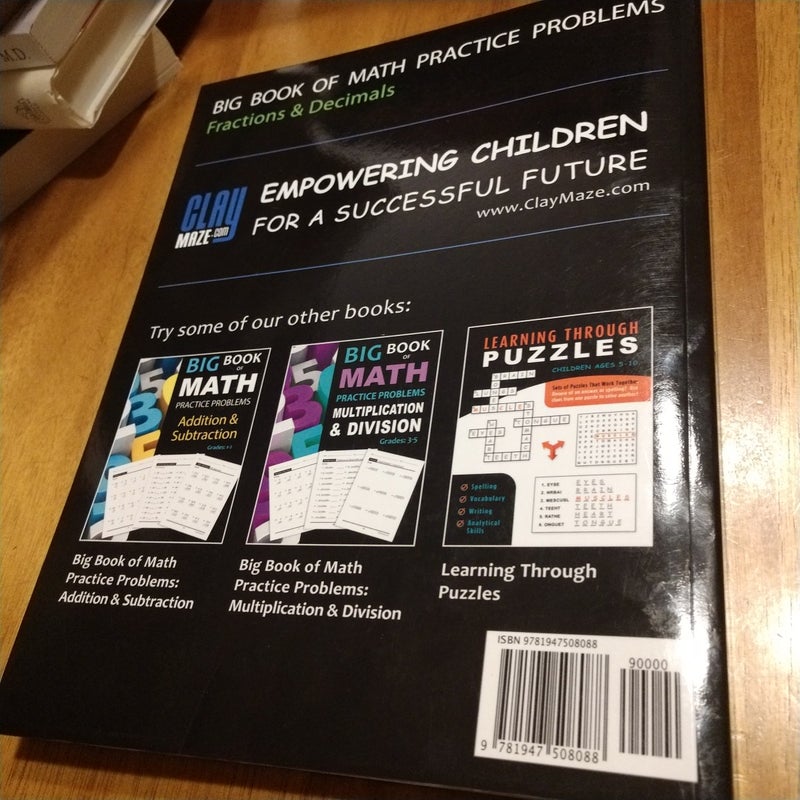 Big Book of Math Practice Problems Fractions and Decimals by Stacy ...