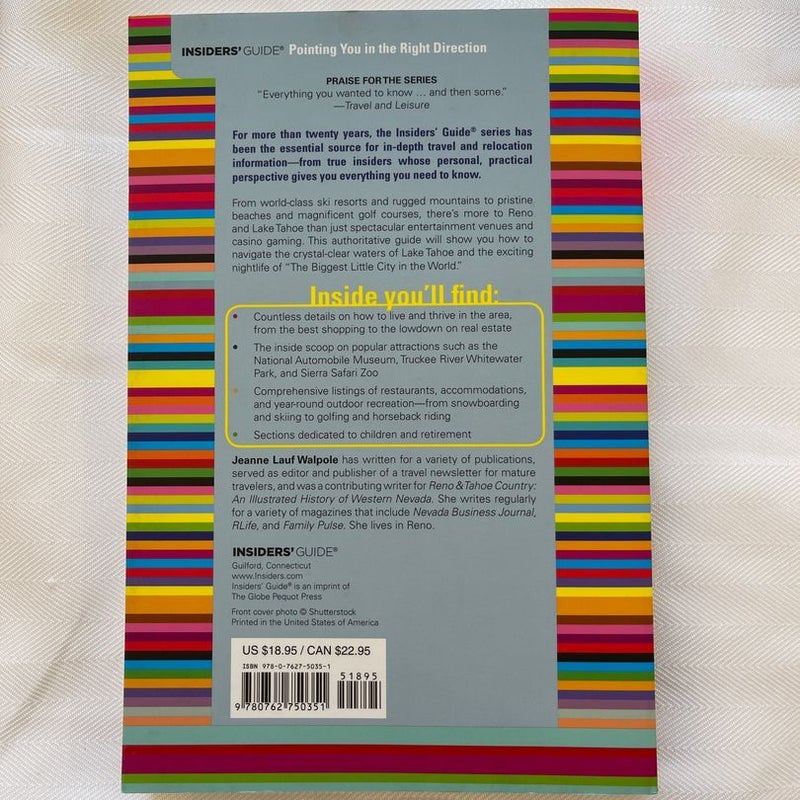 Reno and Lake Tahoe - Insiders' Guide® by Jeanne Lauf Walpole ...