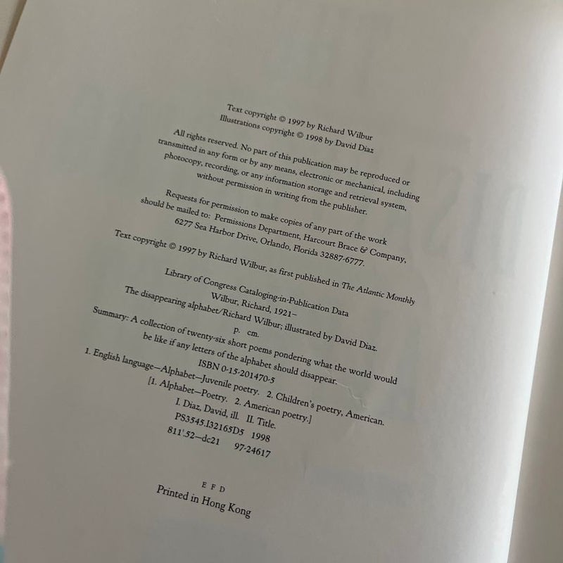 The Disappearing Alphabet by Richard Wilbur, Hardcover | Pangobooks