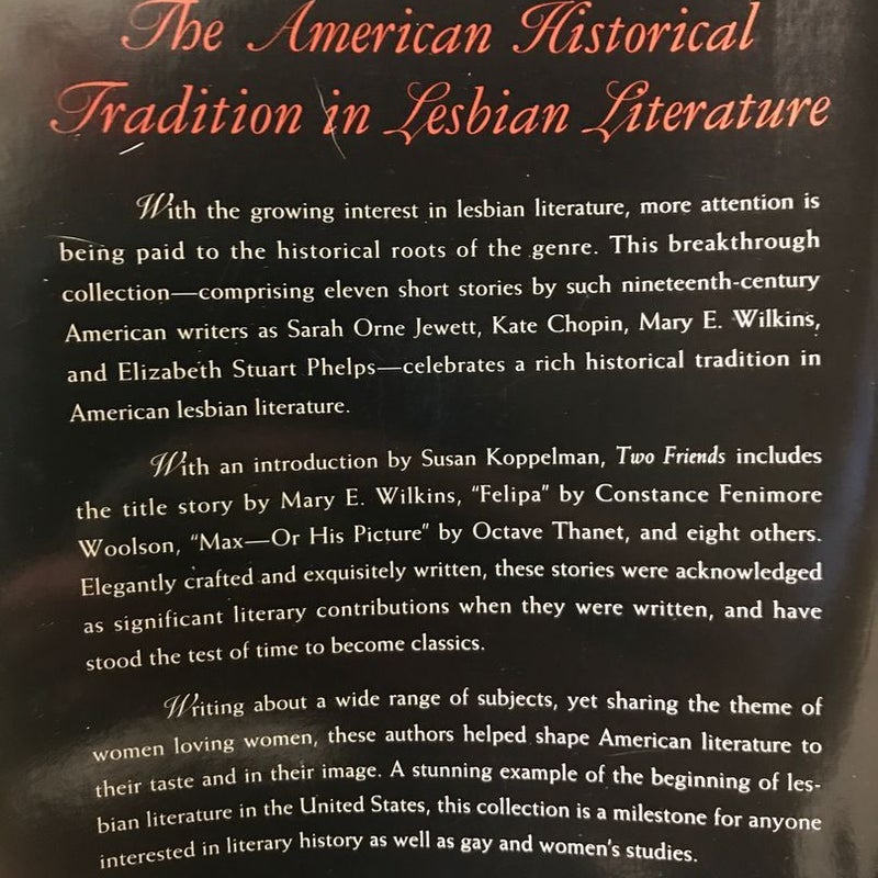 Two Friends and Other 19th-Century American Lesbian Stories by Susan H. Koppelman (Editor ...