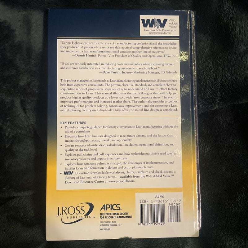 Lean Manufacturing Implementation By Dennis P Hobbs