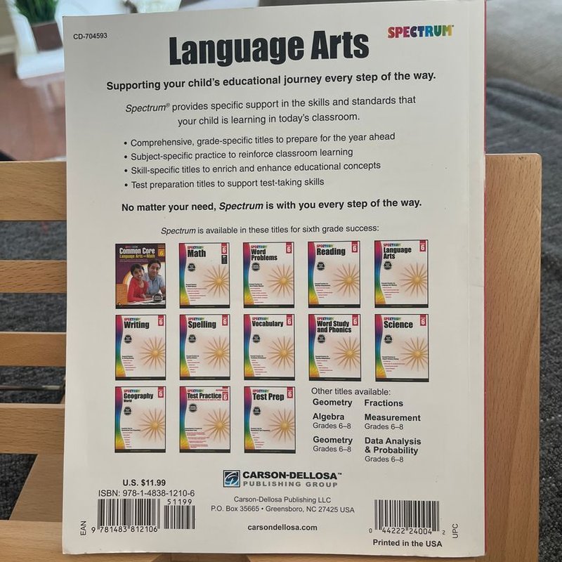 Spectrum Language Arts, Grade 6 by Spectrum, Paperback | Pangobooks