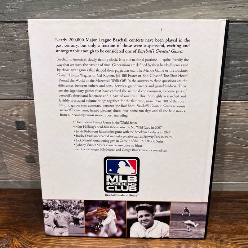 Baseball’s Greatest Games MLB Insiders Club Hardback Book 2010 by Eric ...