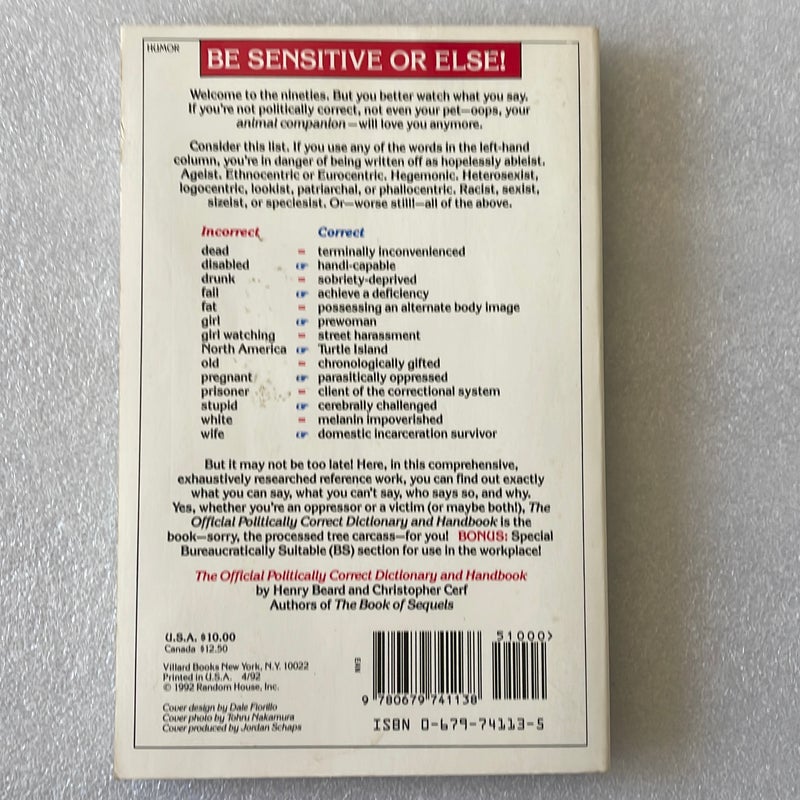 The Official Politically Correct Dictionary and Handbook by Henry Beard ...