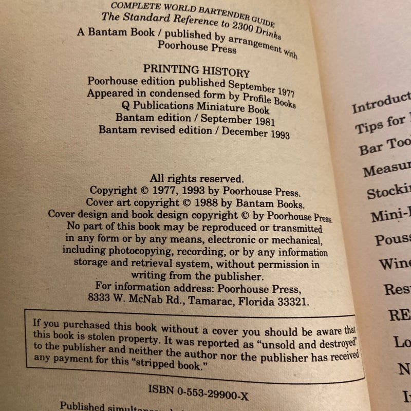 Complete World Bartender Guide by Bob Sennett, Paperback | Pangobooks