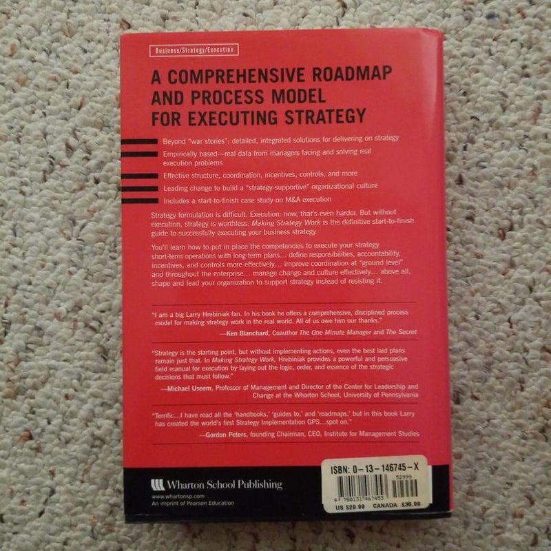 Making Strategy Work by Lawrence G. Hrebiniak, Hardcover | Pango Books