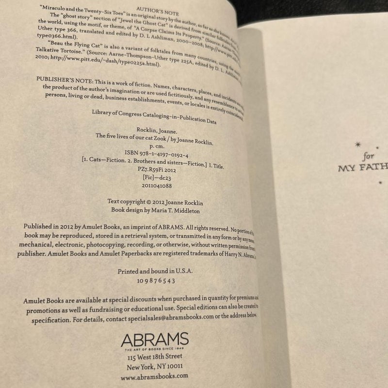 The Five Lives of Our Cat Zook by Joanne Rocklin