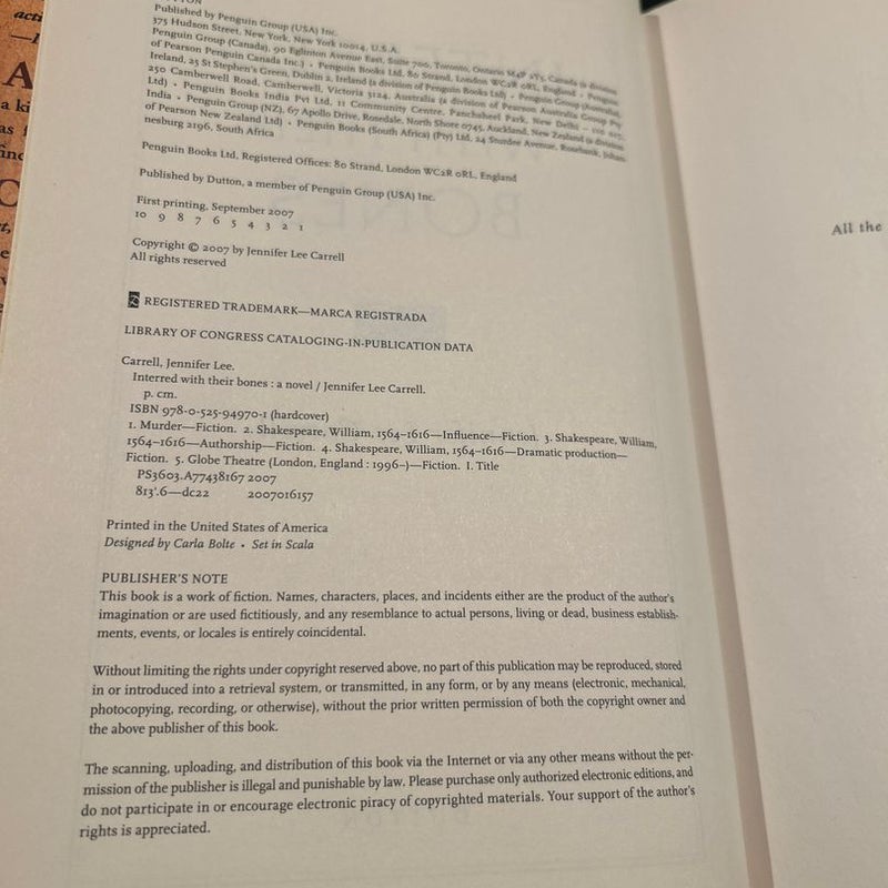 Interred with Their Bones by Jennifer Lee Carrell, Jennifer Carrell