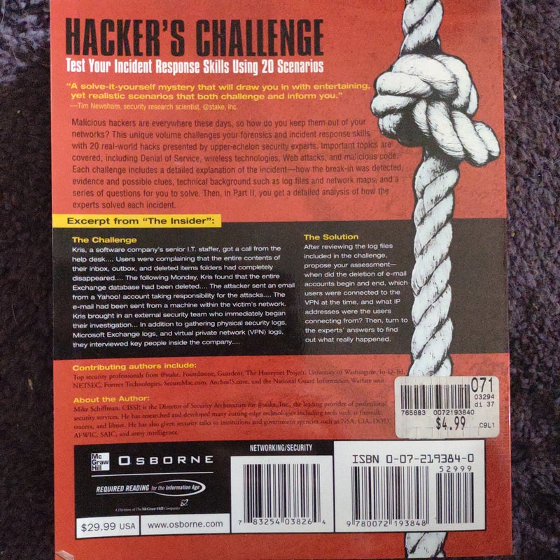 Hacker's Challenge by Mike Schiffman, Paperback | Pangobooks