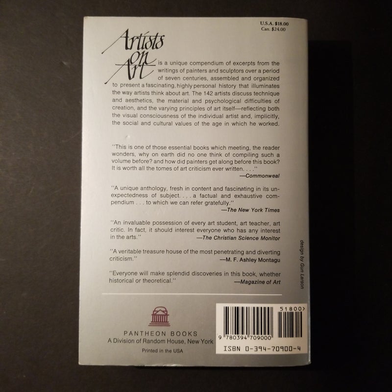 Artists on Art by Robert Goldwater, Marco Treves