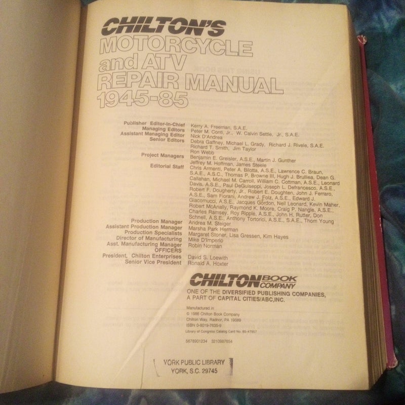 Chilton's Motorcycle and ATV Repair Manual