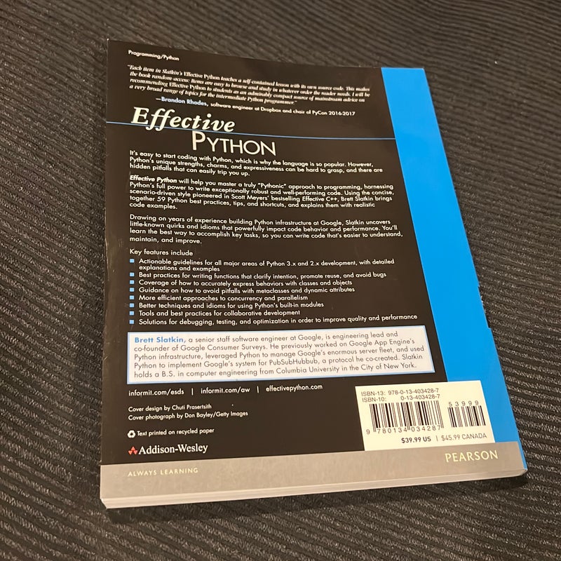 Effective Python by Brett Slatkin, Paperback | Pangobooks Effective Python by Brett Slatkin, Paperback | Pangobooks