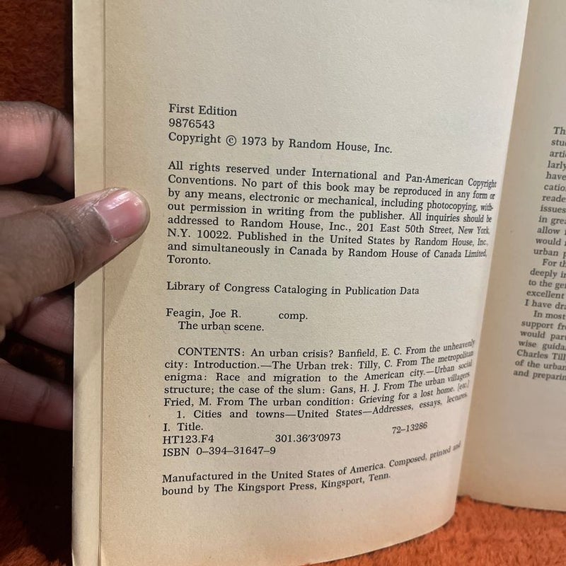 The Urban Scene by Joe R. Feagin