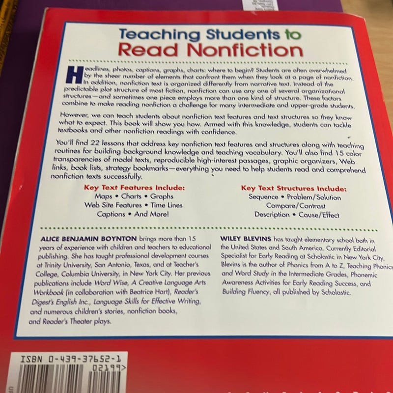 Teaching Students to Read Nonfiction by Alice Boynton, Wiley Blevins