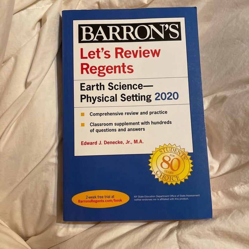 Let's Review Regents: Earth Science--Physical Setting 2020 by Edward J ...