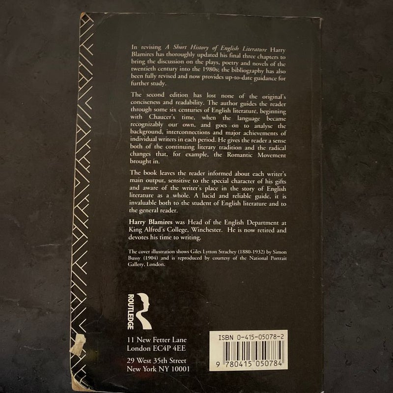 A Short History of English Literature by Harry Blamires