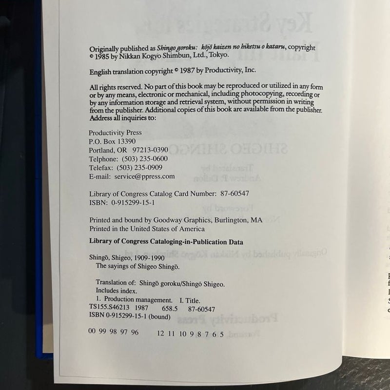 The Sayings of Shigeo Shingo by Shigeo Shingo