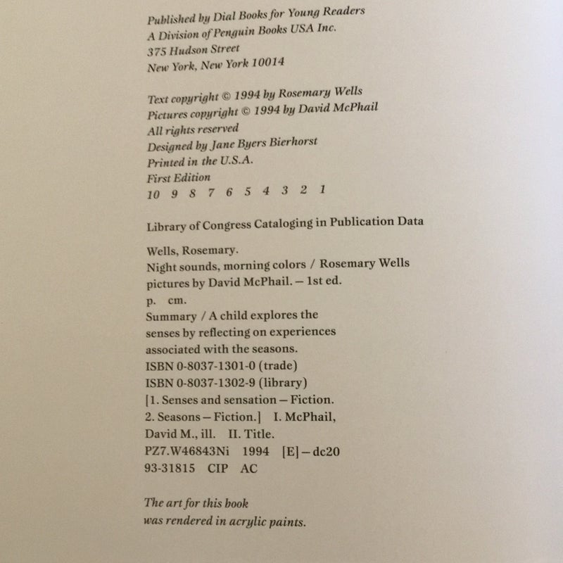 Night Sounds, Morning Colors