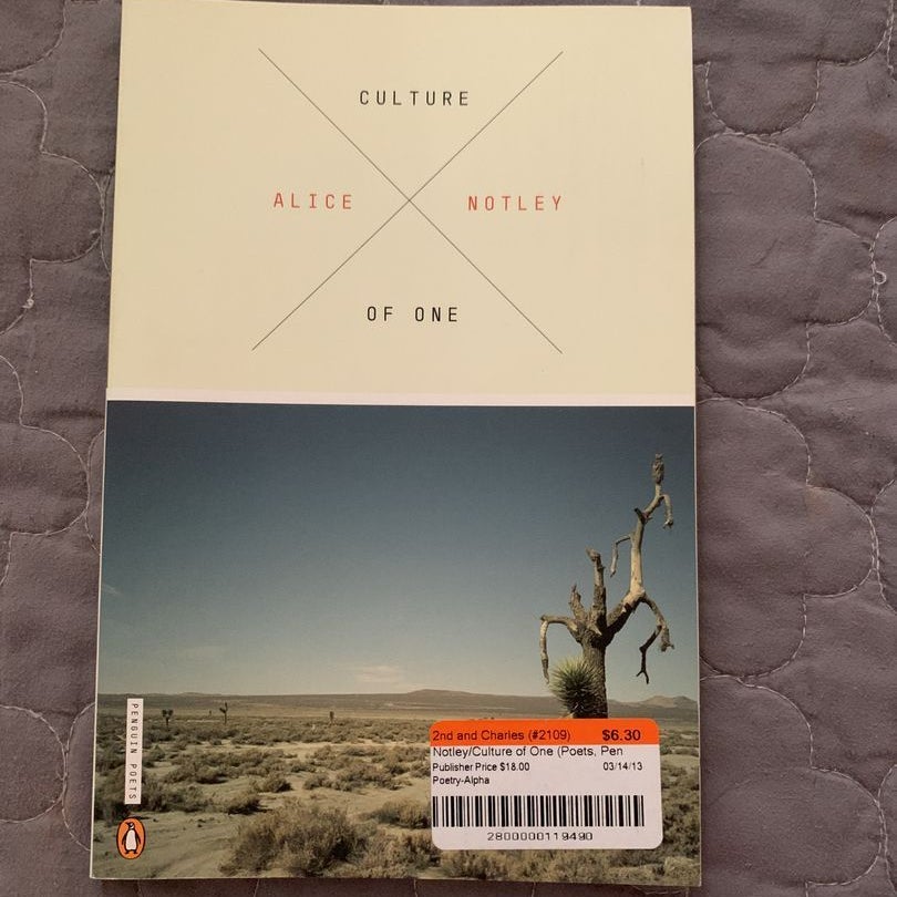 Culture of One by Alice Notley
