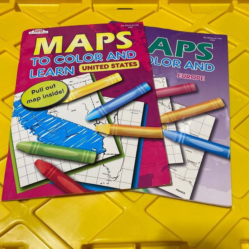 Maps to color and learn USA & Europe by Kappa Books, Paperback | Pangobooks