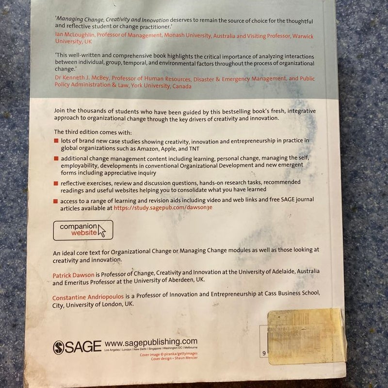 Managing Change, Creativity and Innovation by Patrick Dawson, Costas ...