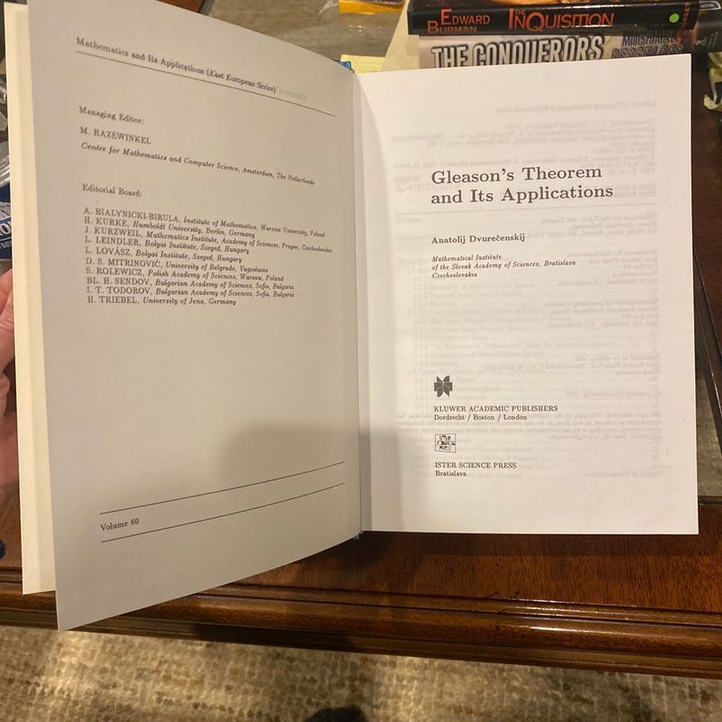 Gleason's Theorem and Its Applications by Anatolij Dvurecenskij ...