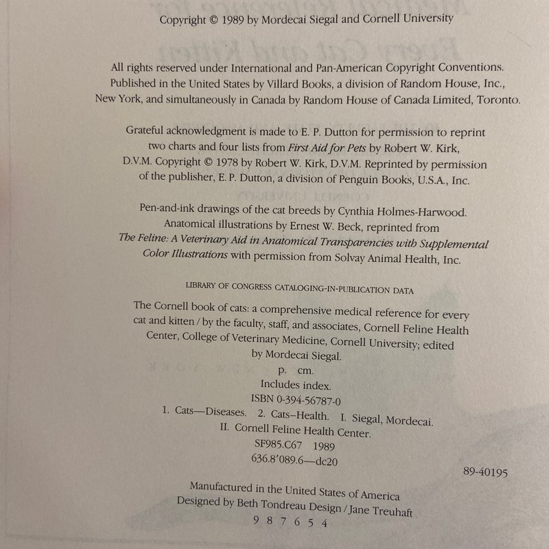 The Cornell Book of Cats by Mordecai Siegal