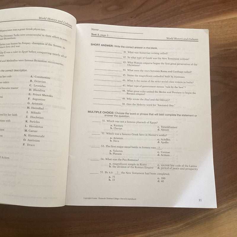 World History and Cultures Tests and Map Projects by Abeka, Paperback ...