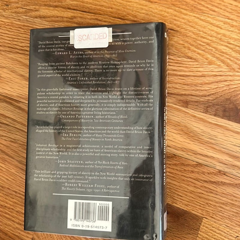 Inhuman Bondage by David Brion Davis