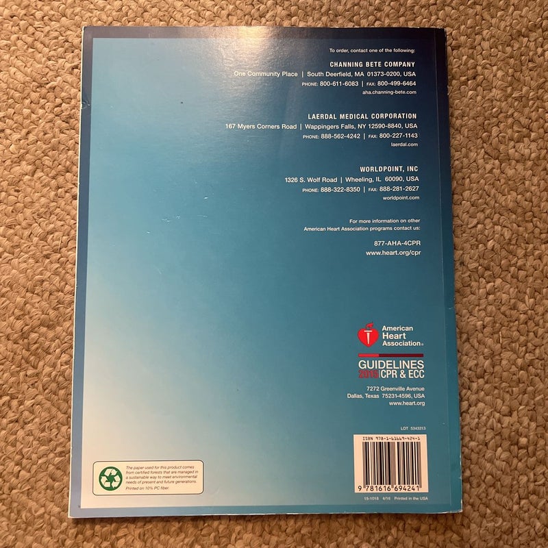 Heartsaver First Aid CPR AED Student Workbook by American Heart ...