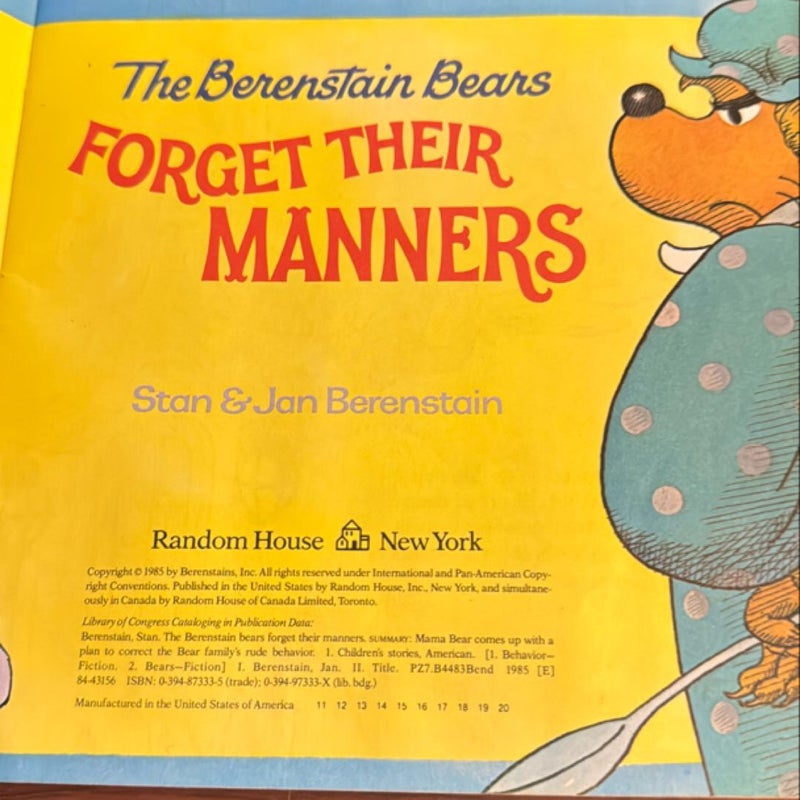 The Berenstain Bears Forget Their Manners by Stan Berenstain, Jan ...