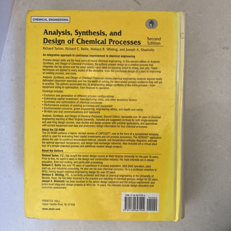 Analysis, Synthesis, and Design of Chemical Processes by Richard Turton ...