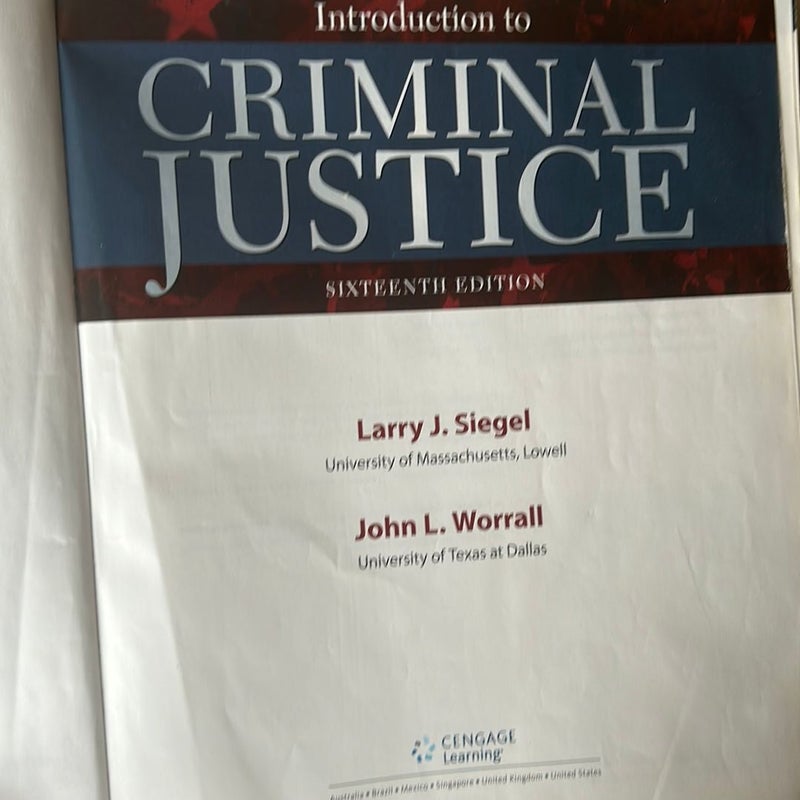 Introduction to criminal justice 17th edition by Larry J. Siegel & John L. Worrall, Hardcover ...